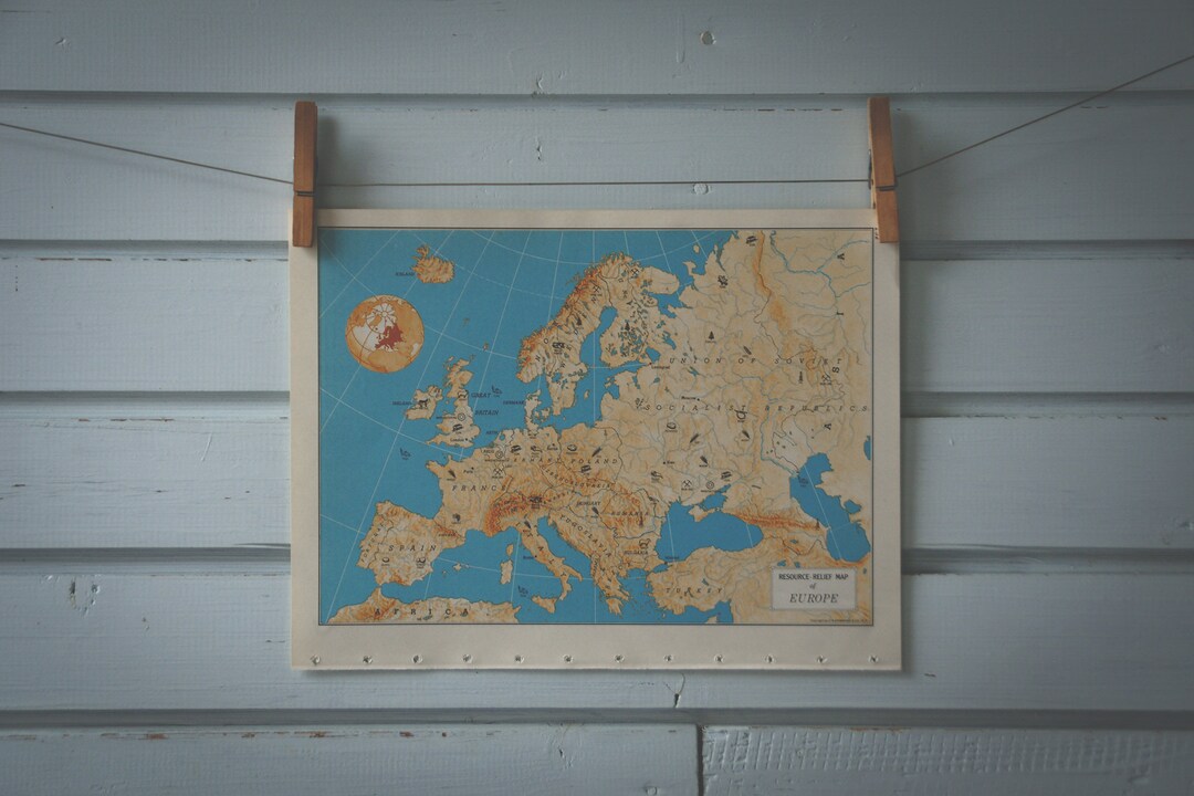 1957 Vintage Map of Europe - Etsy