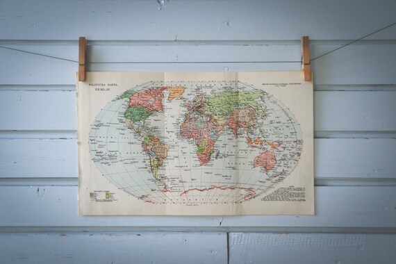 1936 Vintage World Map - Etsy
