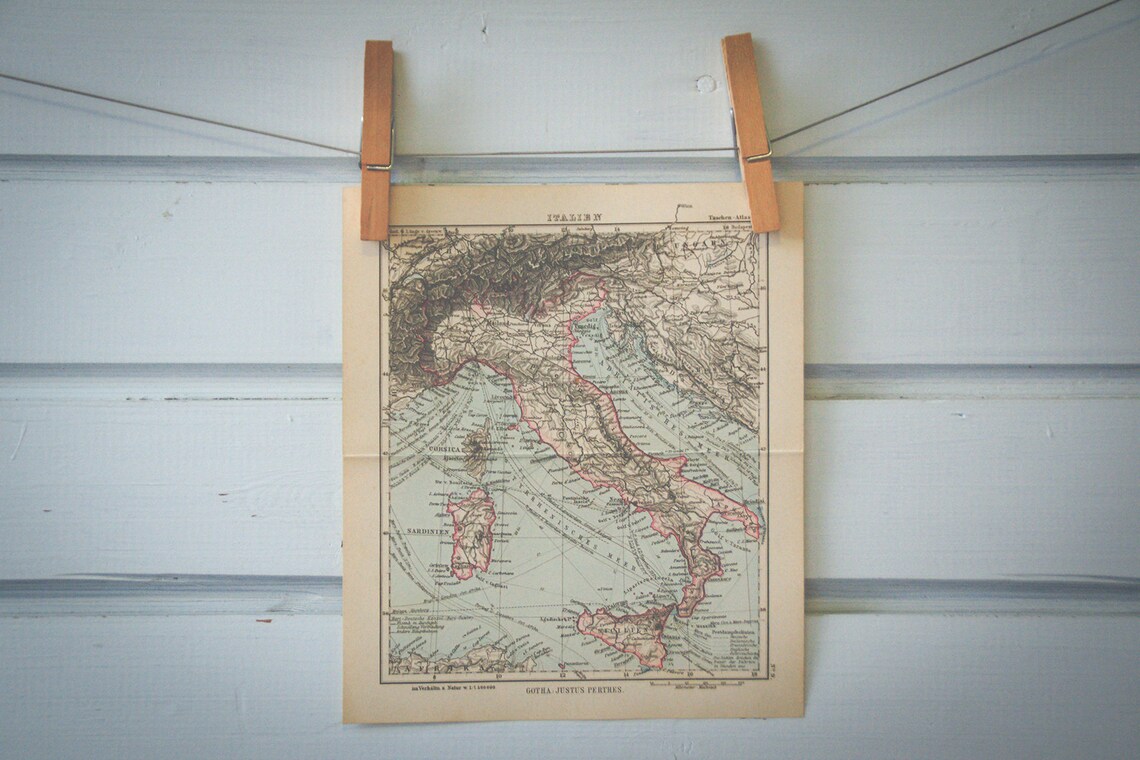 1893 Vintage Map of Italy - Etsy