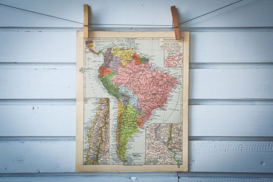 1931 Vintage South America Map - Etsy