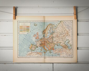 1943 Antique Wartime Europe Map Vintage Map of Europe the Mediterranean ...