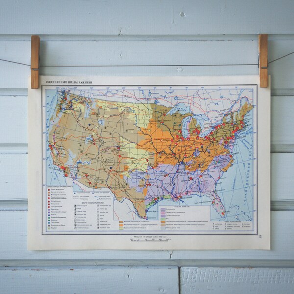 Vintage Usa Map - Etsy