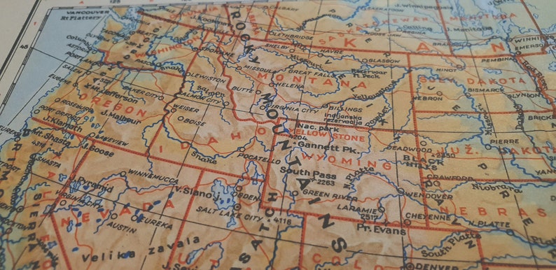 1956 Vintage USA Map - Etsy