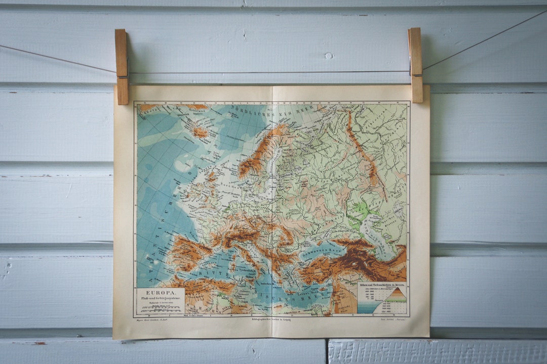 1907 Vintage Map of Europe - Etsy