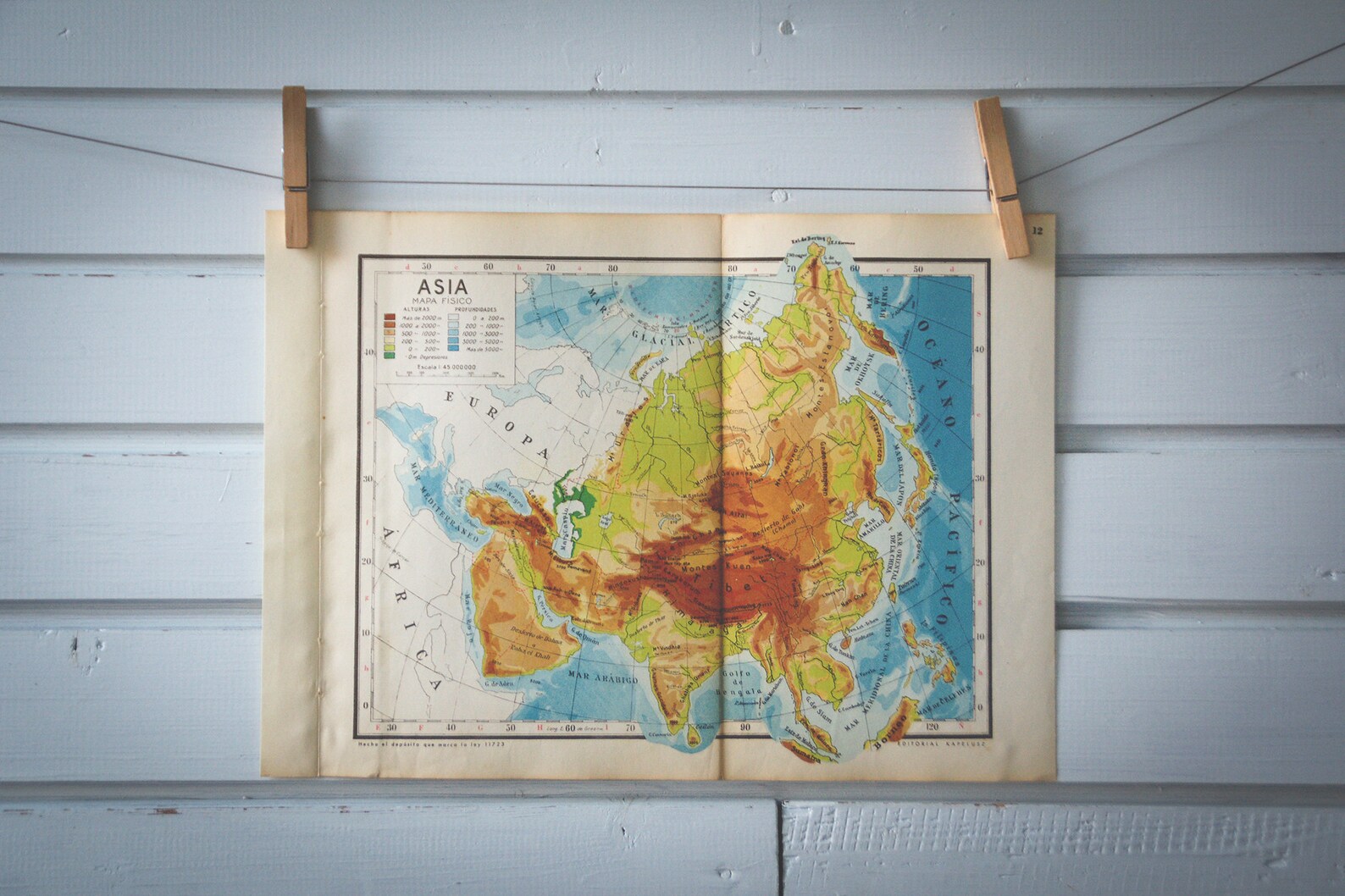 1950 Vintage Map of Asia - Etsy