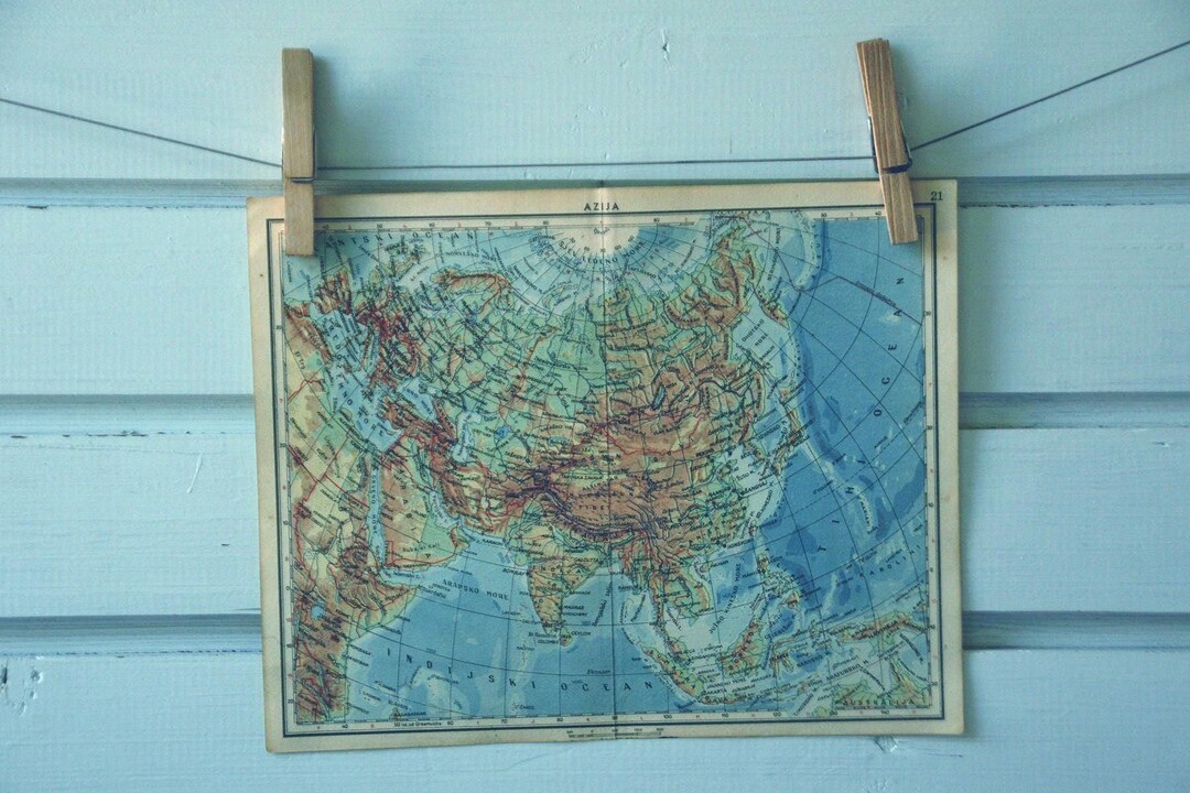 1951 Vintage Map of Asia - Etsy
