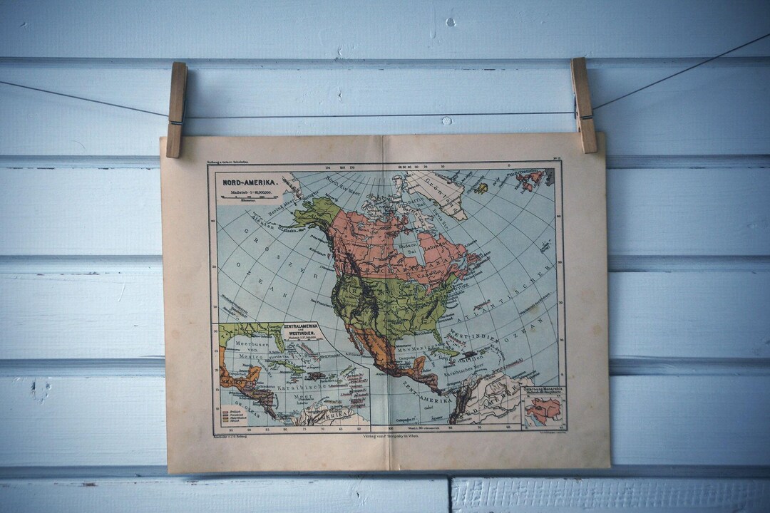 1910s Vintage North America Map - Etsy