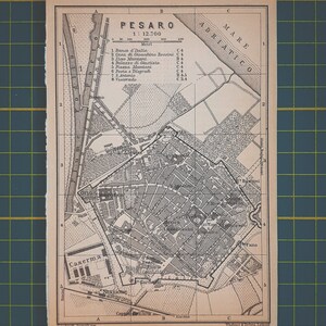 1903 Vintage Map of Pesaro - Etsy
