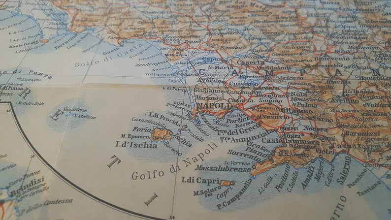 1911 Vintage Central Italy Map - Etsy