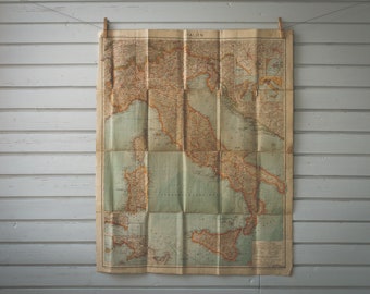 Vintage Italy Map, Original 1920s Italy Framed Map, Rustic Wall Decor ...