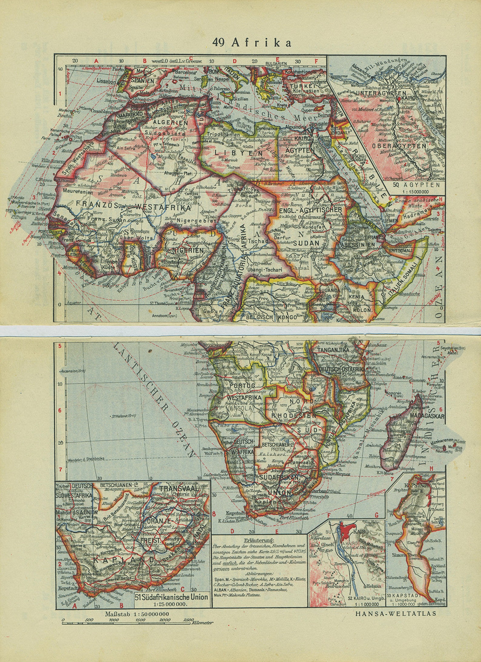 1933 Vintage Africa Map - Etsy