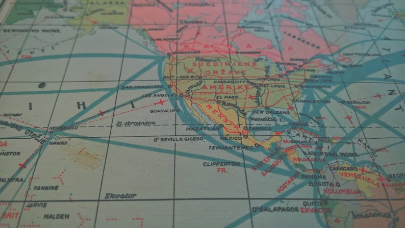 1959 Vintage World Map - Etsy