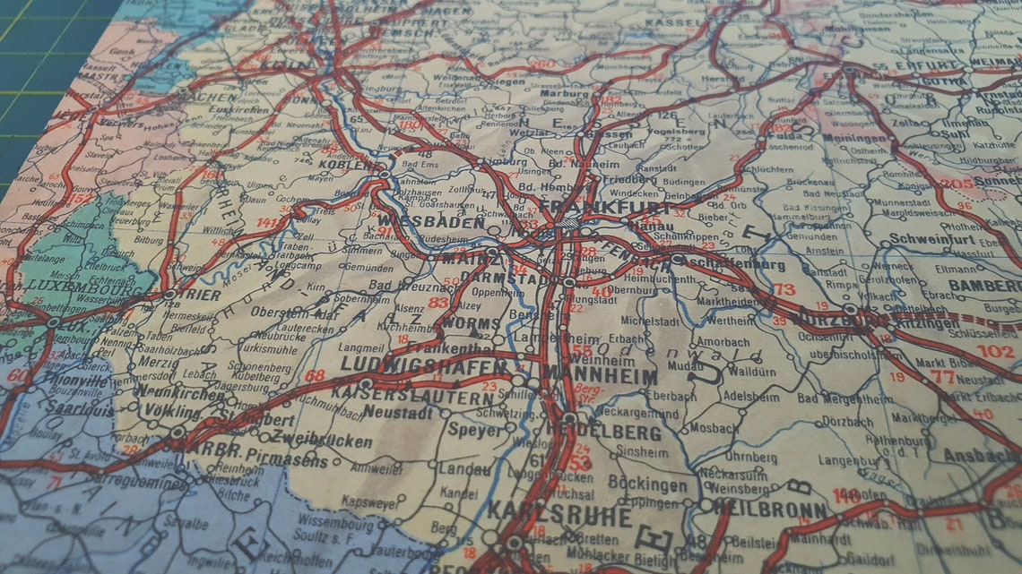1964 Vintage Germany Map - Etsy