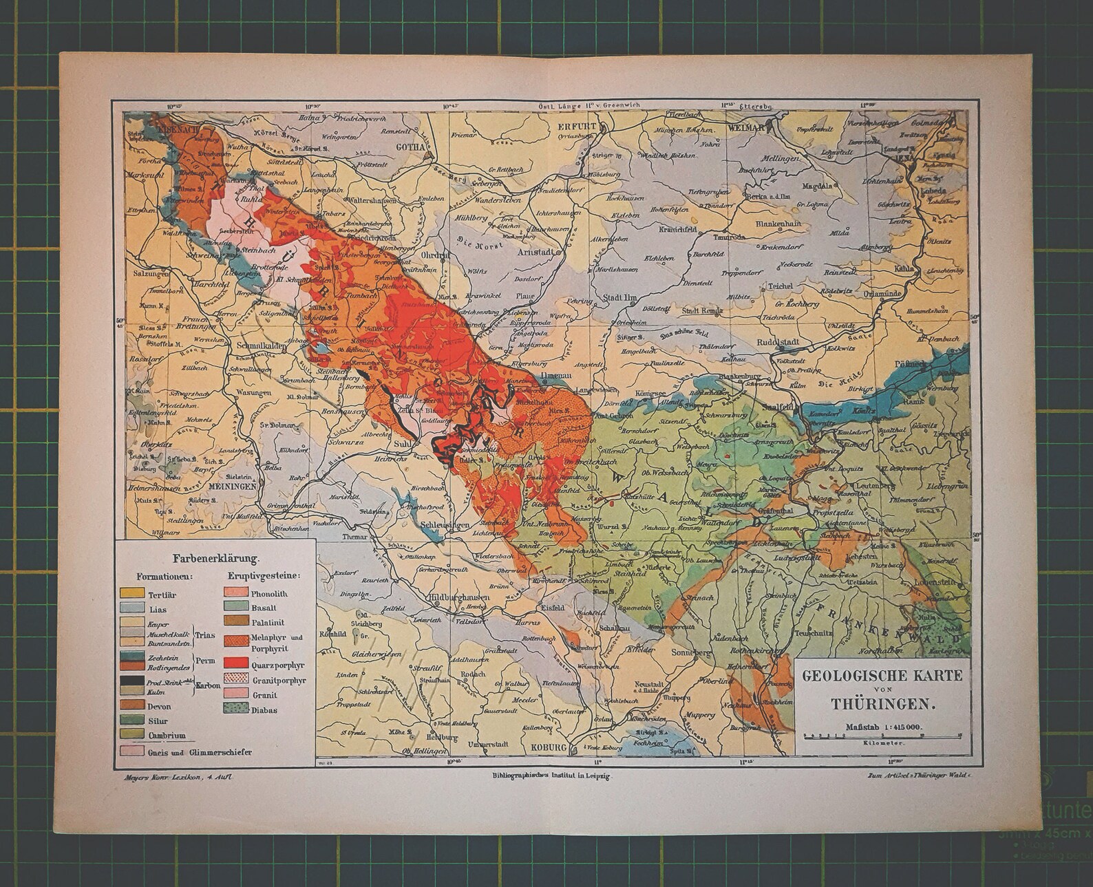 1890 Vintage Geological Map of Thuringia - Etsy