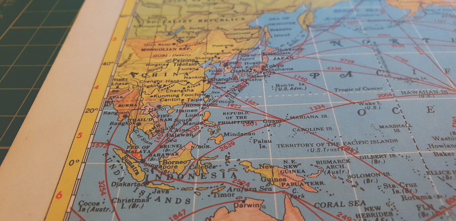 1958 Vintage World Map - Etsy