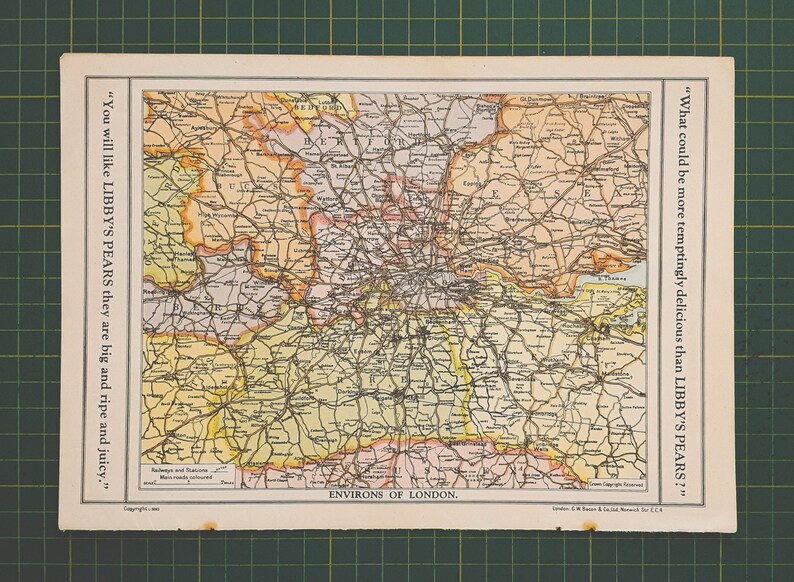 1930s Vintage London Metropolitan Area Map - Etsy