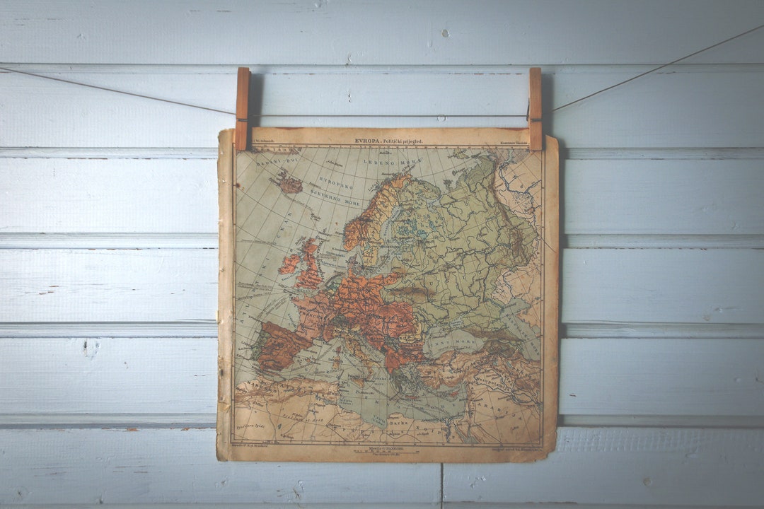 1908 Vintage Map of Europe - Etsy