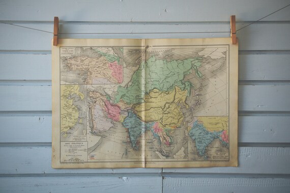 1880 Vintage Map of Asia | Etsy
