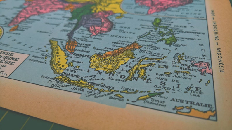 1956 Vintage Map of India & Southeast Asia - Etsy