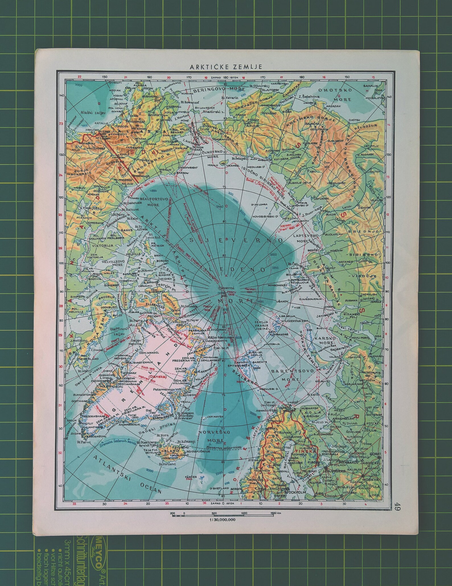 1956 Vintage Map of Arctic - Etsy