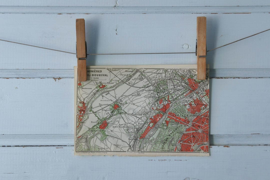1909 Vintage Courbevoie & Surroundings Map - Etsy