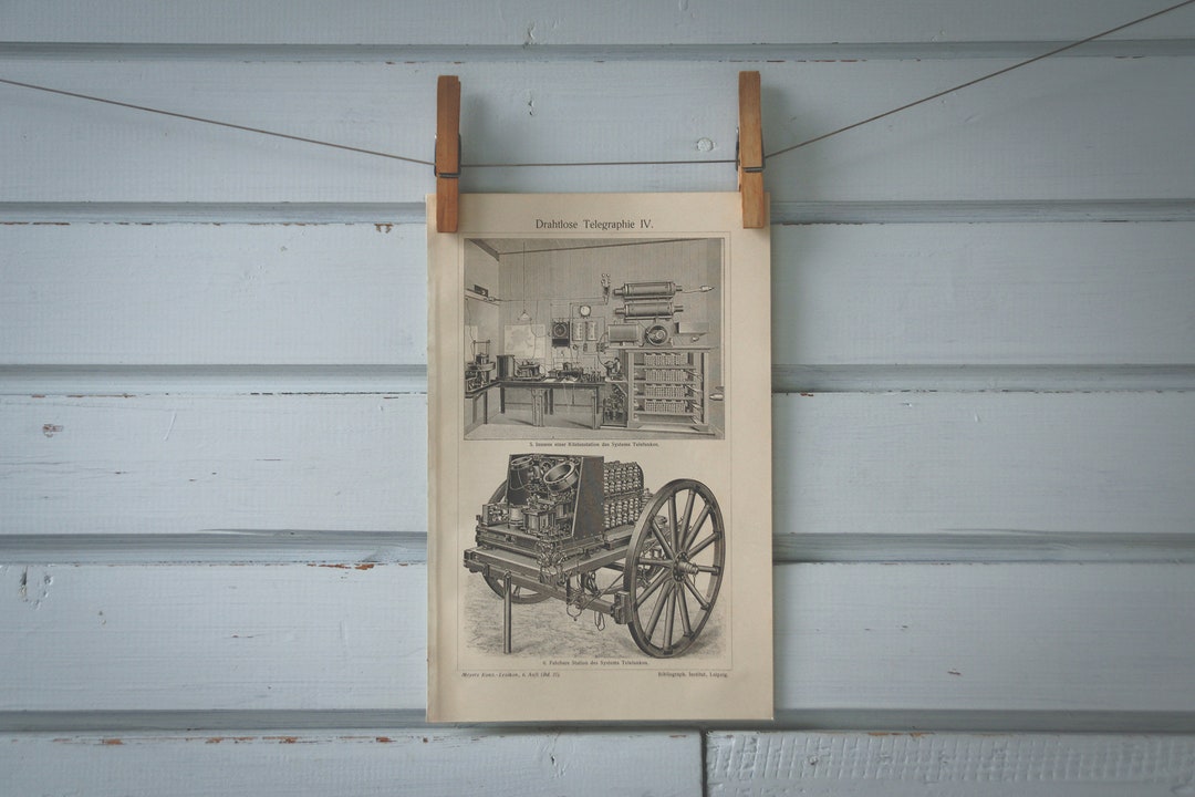 1907 Vintage Telegraph Lithograph Illustration - Etsy