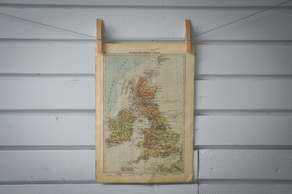 1939 Vintage Map of United Kingdom & Ireland - Etsy