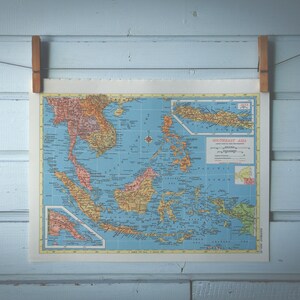 1957 Vintage Southeast Asia Map - Etsy
