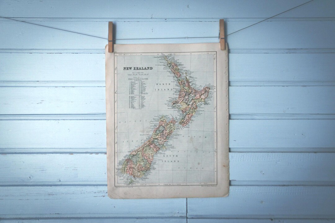 Rare Find* 1883 Vintage New Zealand Map - Etsy
