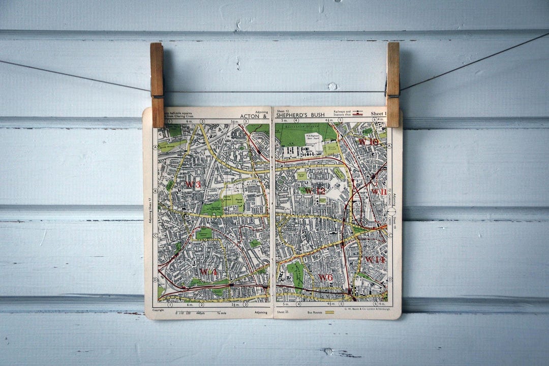 1950s Vintage Acton & Shepherd's Bush Map - Etsy