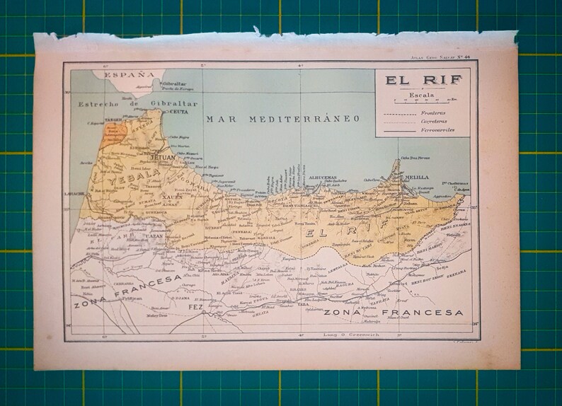 1928 Vintage Rif Map - Etsy