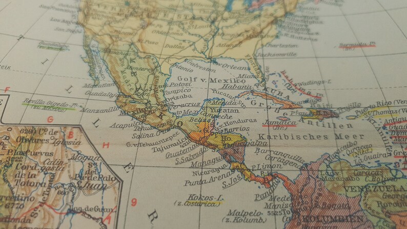 1939 Vintage Map of the Americas - Etsy