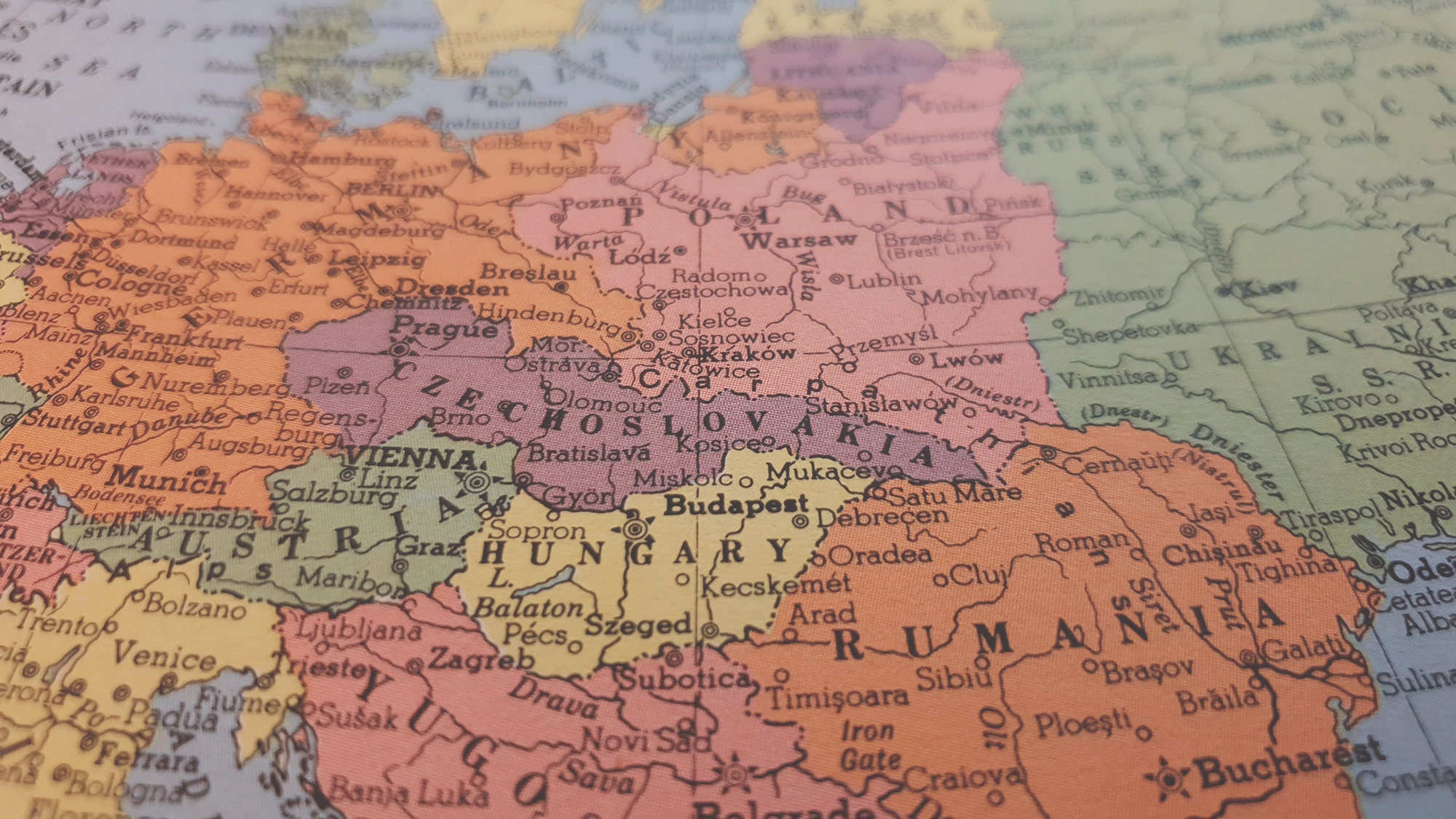 1954 Vintage Interwar Period Map of Europe