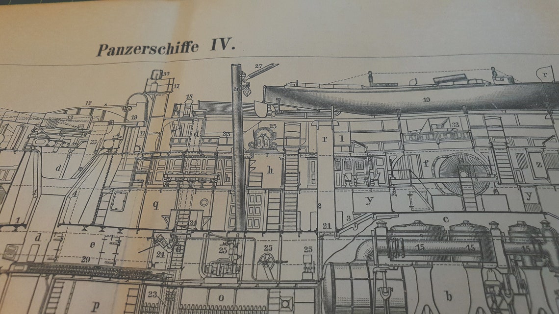 1897 Vintage Battleship Lithograph Illustration - Etsy