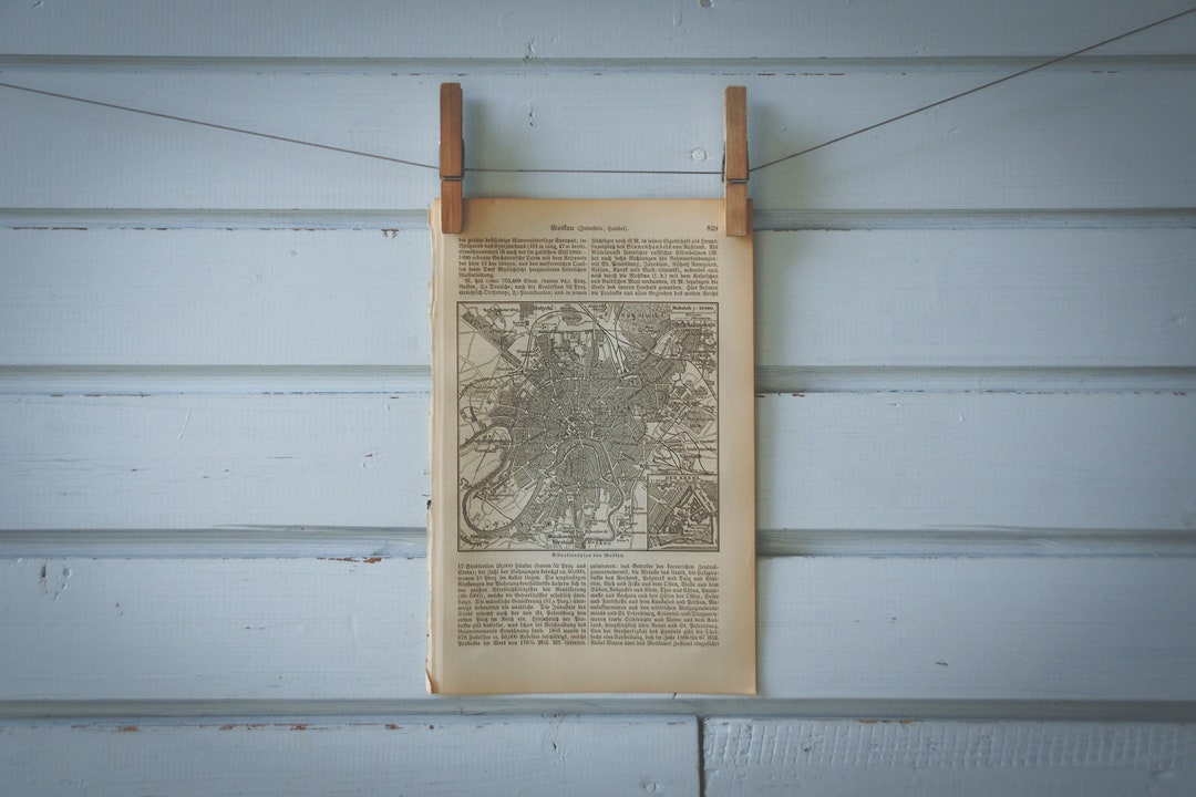 1890 Vintage Moscow Map - Etsy