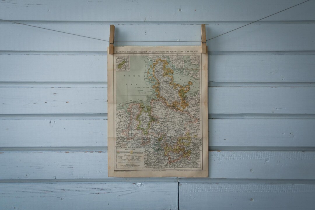1887 Vintage North Germany Map - Etsy