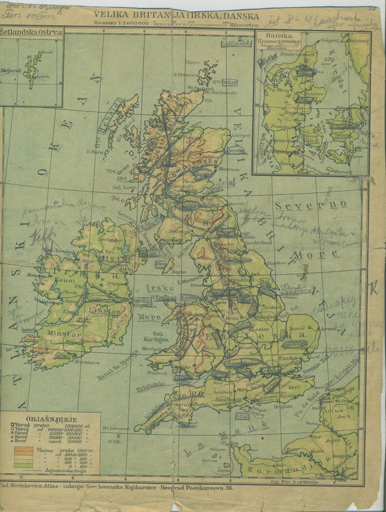 1930s Vintage Map of United Kingdom & Ireland - Etsy