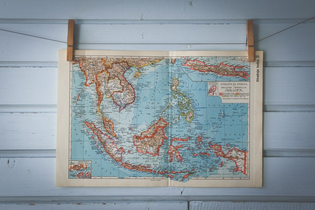 1938 Vintage Southeast Asia Map - Etsy