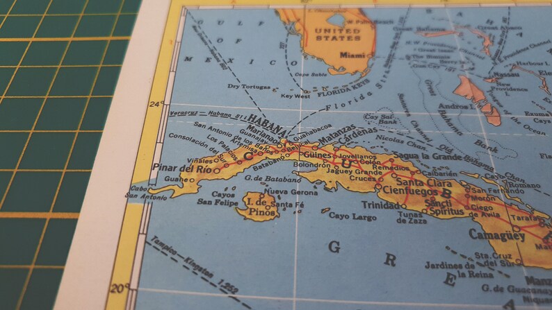 1957 Vintage Map of the Caribbean - Etsy