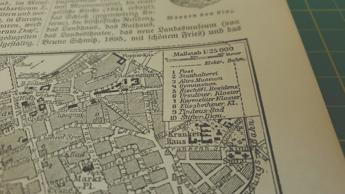 1907 Vintage Map of Linz - Etsy
