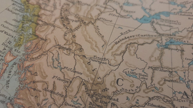 1901 Vintage North America Map | Etsy