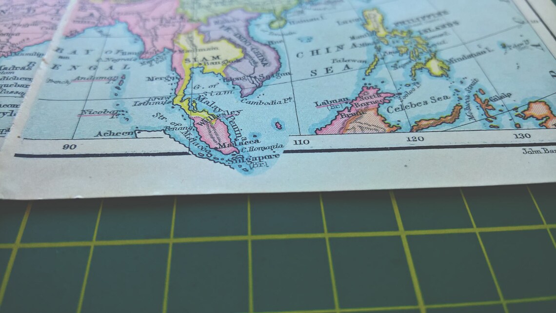 1910s Vintage Map of Asia | Etsy