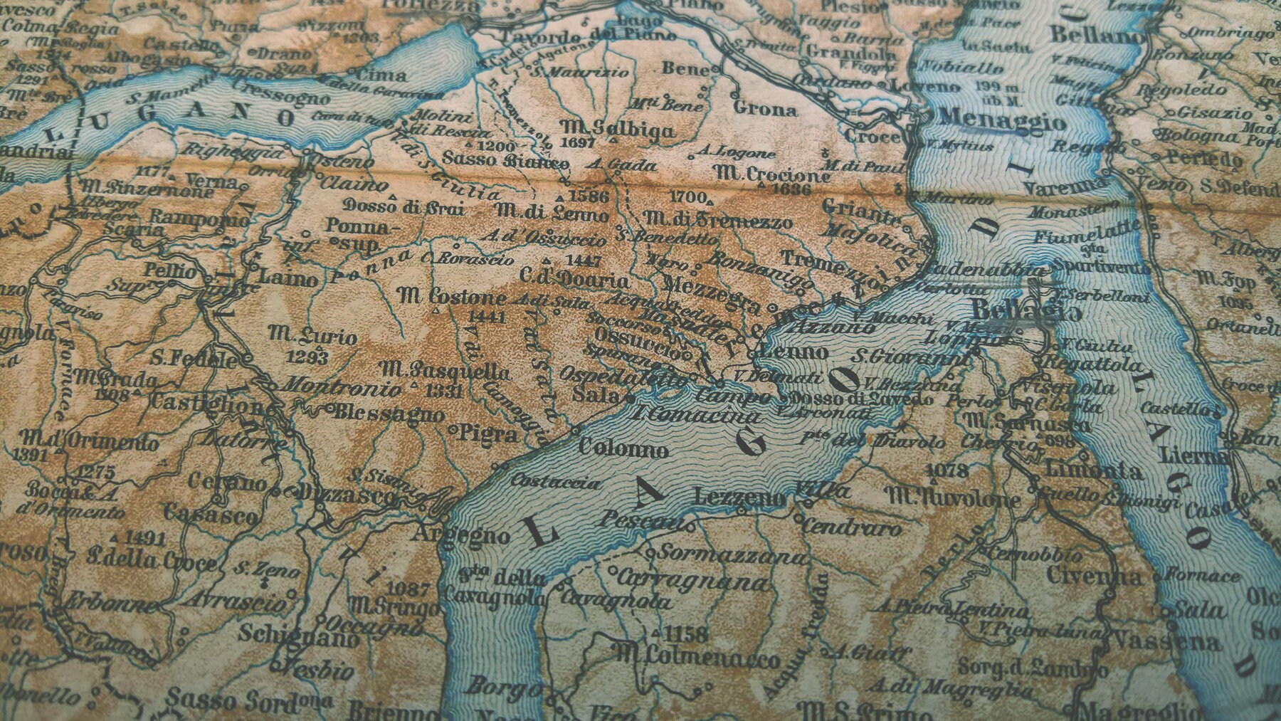 1892 Vintage Lago di Como Map