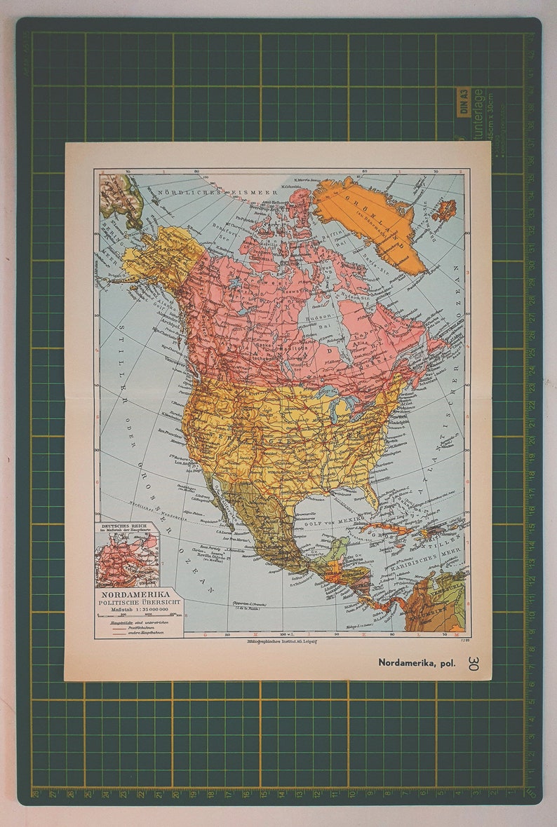 1936 Vintage North America Map - Etsy