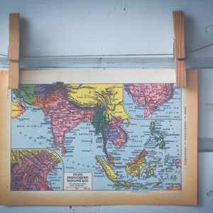 1956 Vintage Map of India & Southeast Asia - Etsy