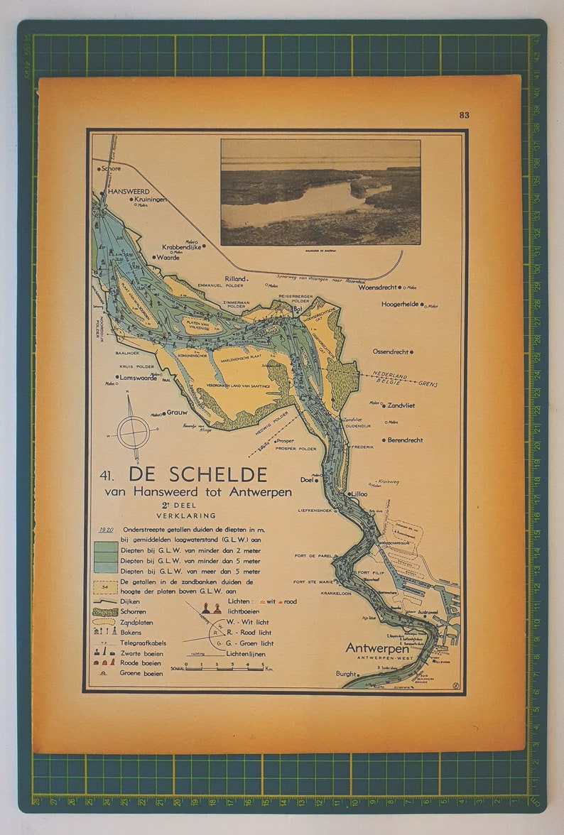 1941 Vintage Map of River Schelde - Etsy