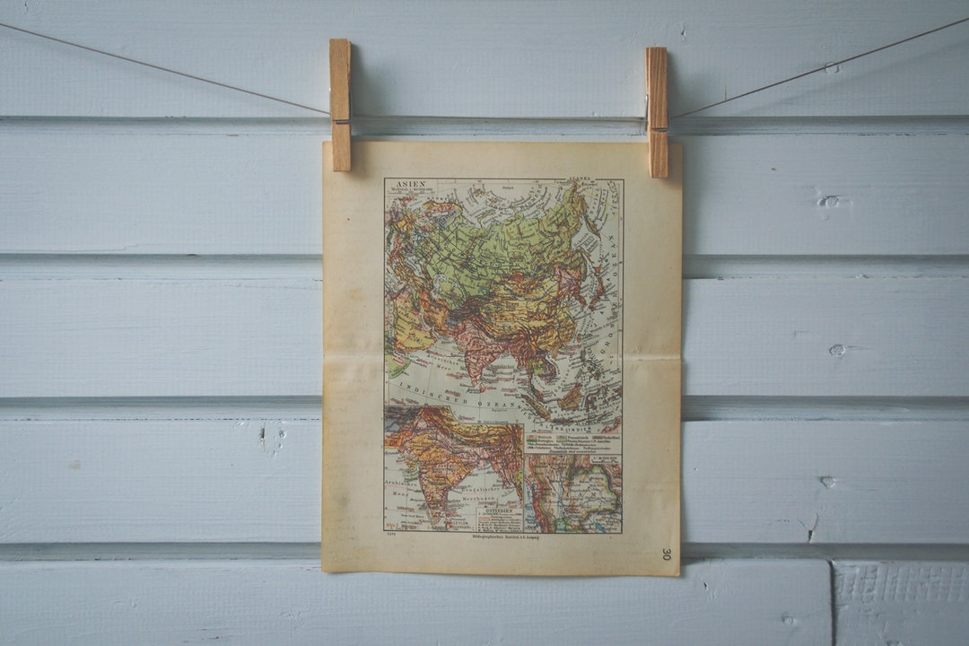 1936 Vintage Map of Asia - Etsy