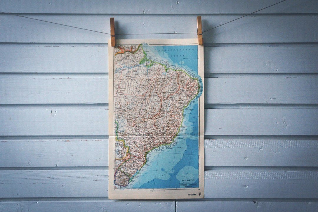 1936 Vintage Map of Brazil - Etsy