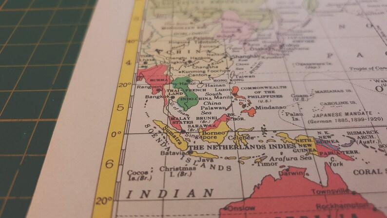 1957 Vintage Interwar Period Map of the World - Etsy