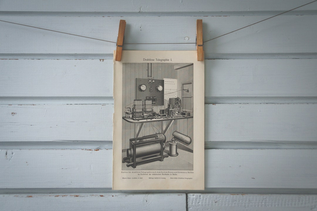 1907 Vintage Telegraph Lithograph Illustration - Etsy